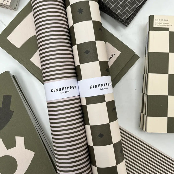 Kinshipped Thin Green Striped Wrapping Paper | Simple Form