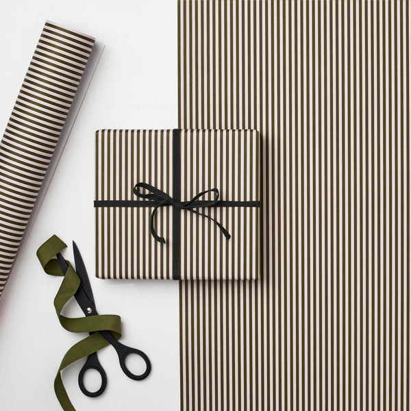 Kinshipped Thin Green Striped Wrapping Paper | Simple Form