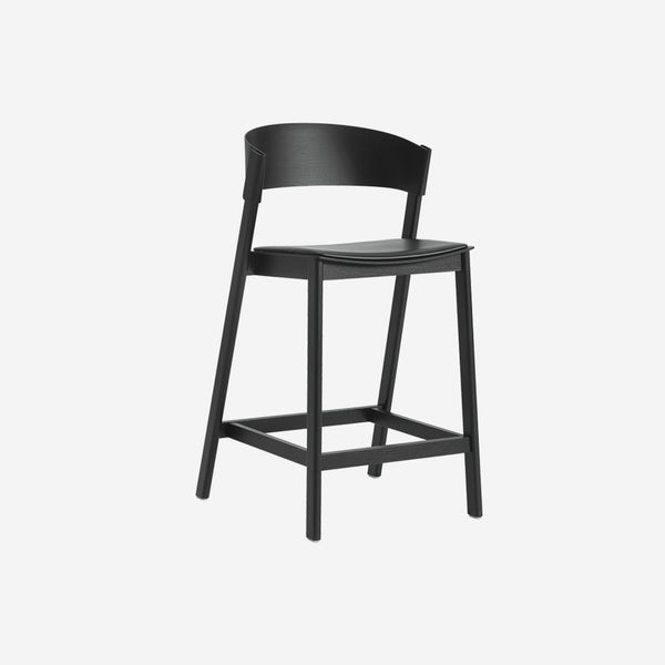 Muuto Cover Counter Stool Black Leather Black | Chairs | Simple Form