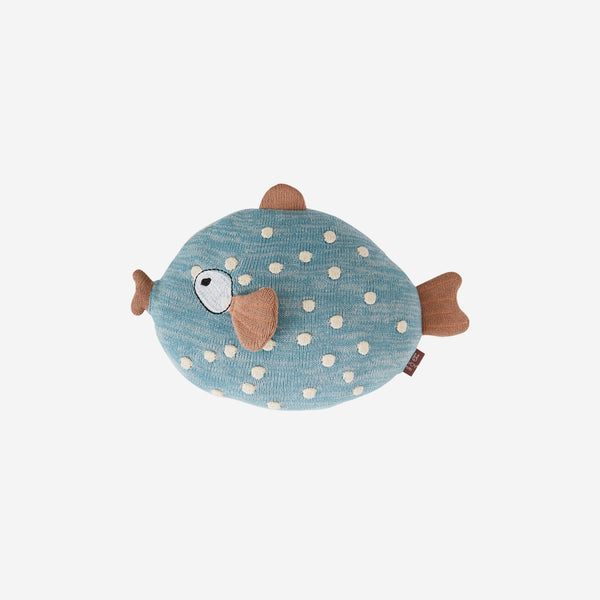 OYOY Living Little Finn Fish Cushion Blue | Children's Soft Toy ...