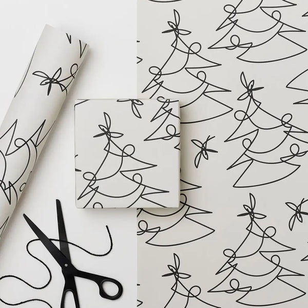 Kinshipped Christmas Tree Lines Wrapping Paper | Christmas Wrapping ...