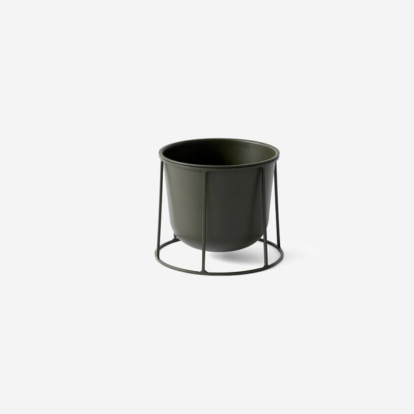 Audo Wire Base Pot Stand Olive Green Low | Plant Stands | Simple Form